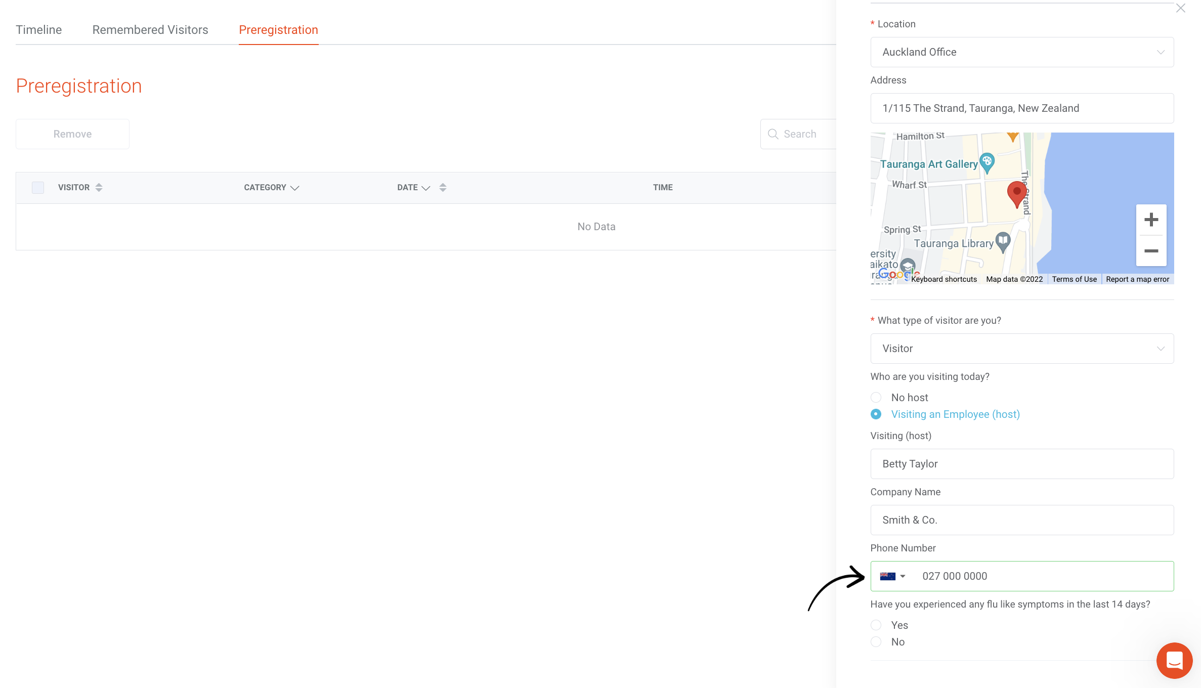 Visitor preregistration